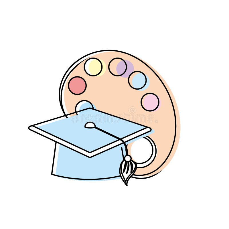 Art Palette with Graduation Cap and Pencil Background Stock Vector ...