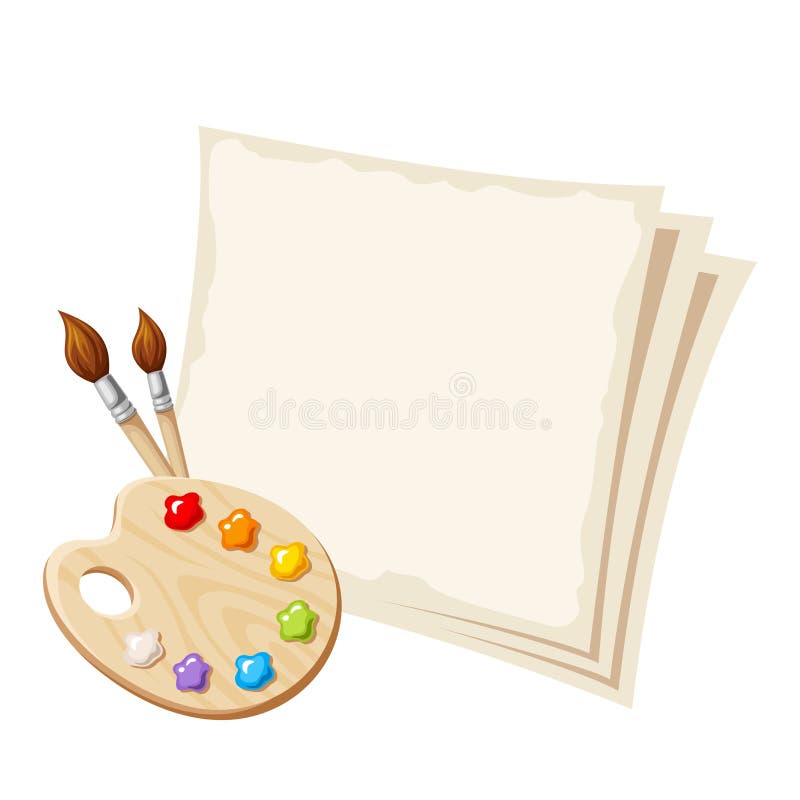 Art Palette and Paper Sheets. Vector Illustration. Stock Illustration ...