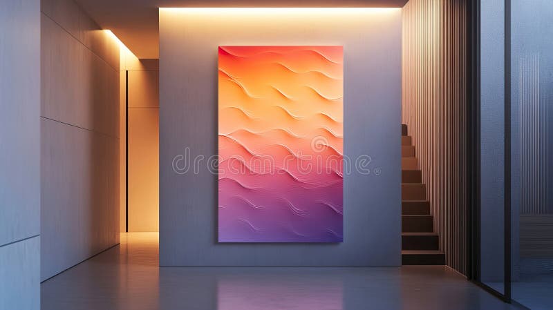 Art Panel in Gradient Sunset Colors , Textured Surface, Mounted in a ...