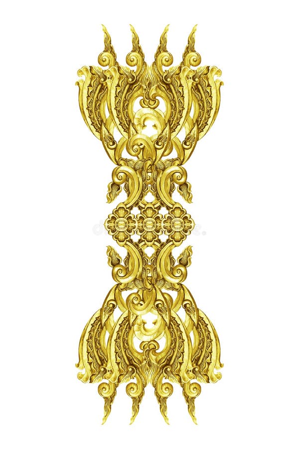 The Art and Pattern of Carving Gold Sheet on White Stock Image - Image ...