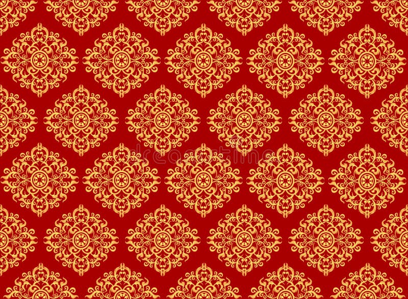 Art Pattern on Red Background Stock Illustration - Illustration of vine ...