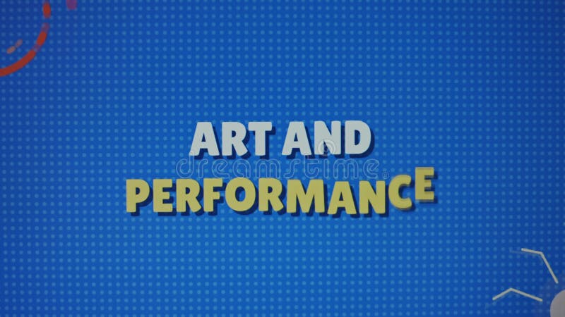 Art and Performance Inscription on Blue Background. Graphic ... Art and Performance Inscription on Blue Background. Graphic ...