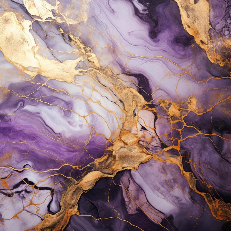 Art Piece Featuring a Unique Purple and Gold Marble Design, AI ...