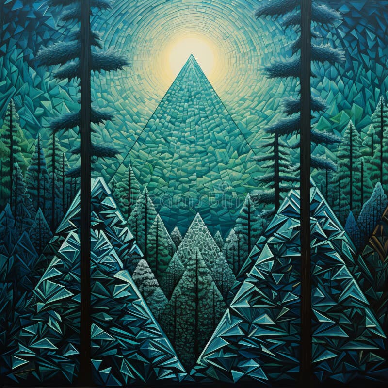 Art of the Pines: Geometric Surrealism Inspired by Nature Stock ...