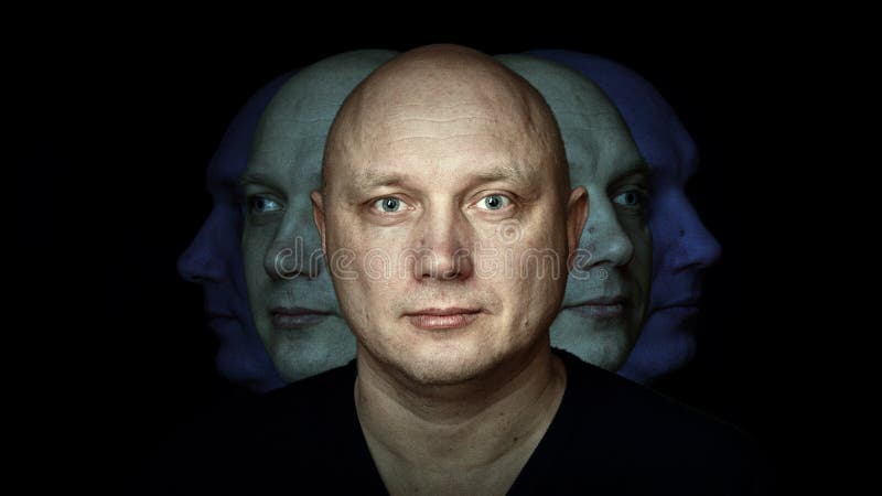 Portrait of a Bald Cheerful Man on a Black Background Stock Image ...