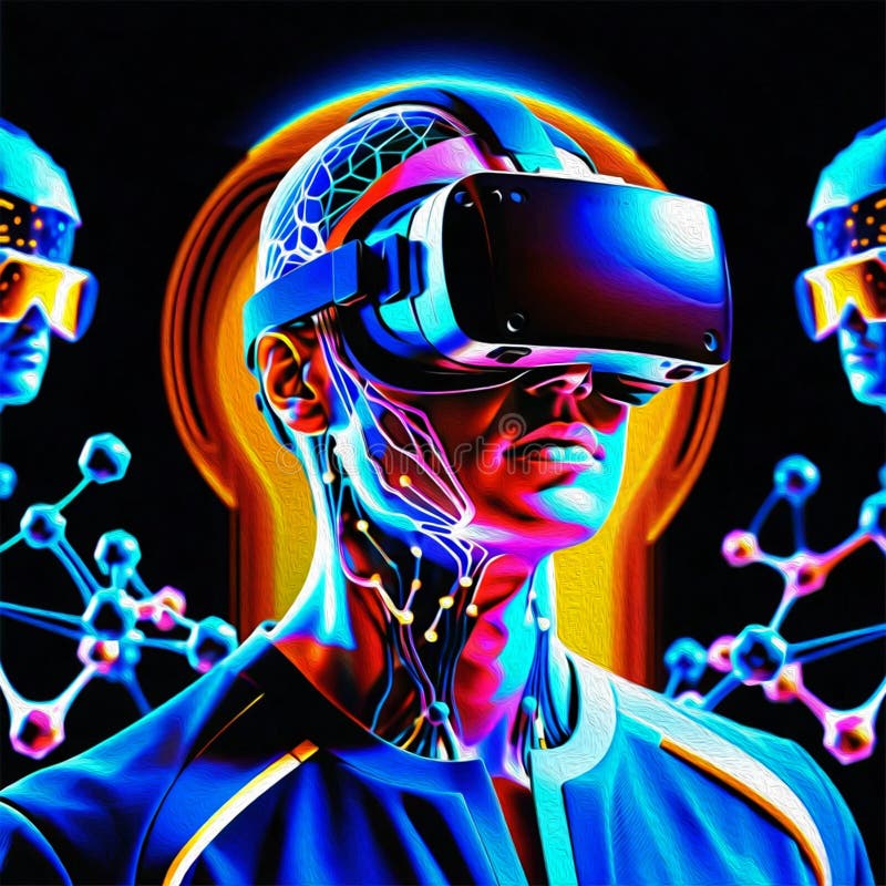 Art Poster. Virtual Reality. Artificial Intelligence Neural Network ...