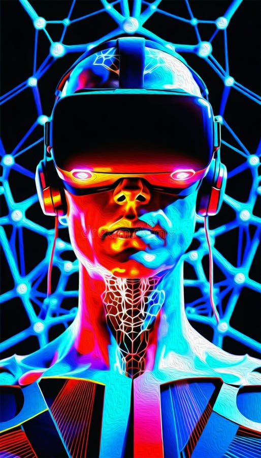 Art Poster. Virtual Reality. Artificial Intelligence Neural Network ...