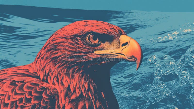 Vibrant Pop-art Eagle Illustration with Risograph Ra 6900 Texture Stock ...