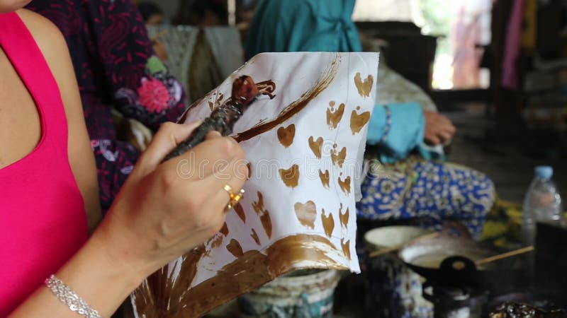 Art the Process of Making Basic Batik Uses Canting Stock Footage ...