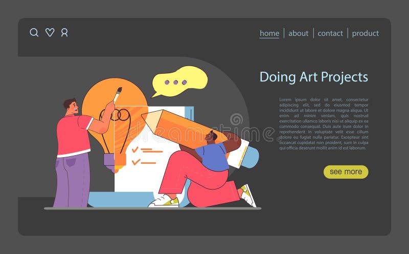 Art Projects Concept. Creativity Flows As Friends Collaborate on a ...