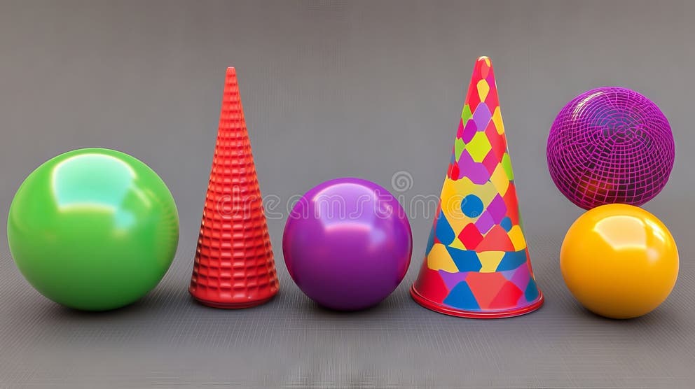 Art Projects Featuring Plush Geometric Shapes, Including a Cube, Cone ...