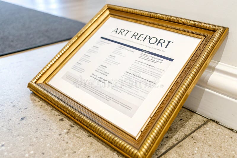 Art Report in Frame. a Report is in a Gold Frame Stock Illustration ...