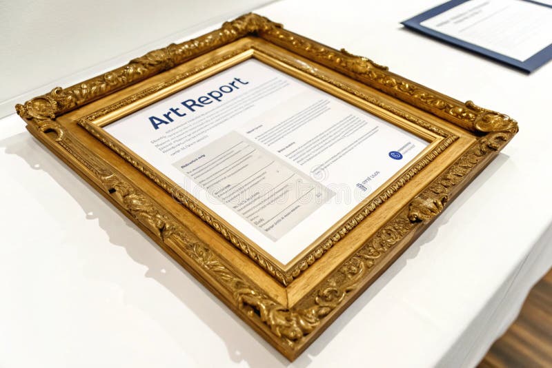 Art Report in Frame. a Report is in a Gold Frame Stock Illustration ...