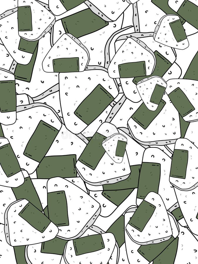 Rice Balls Cartoon Pattern Background Stock Illustration - Illustration ...
