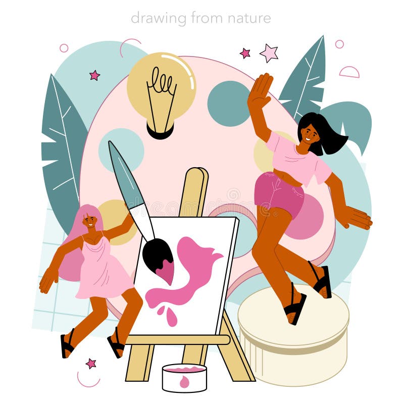 Art School Education. Student Holding Art Tools Learning How To Draw ...