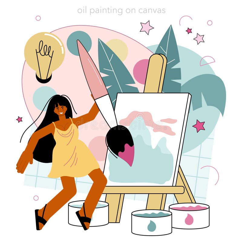 Art School Education. Student Holding Art Tools Learning How To Draw ...