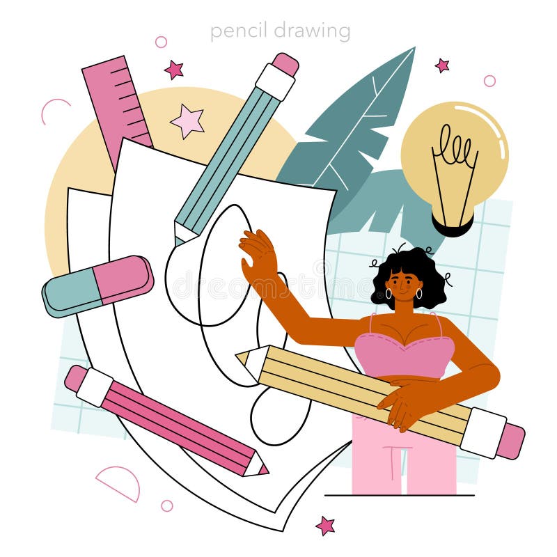 Art School Education. Student Holding Art Tools Learning How To Draw ...