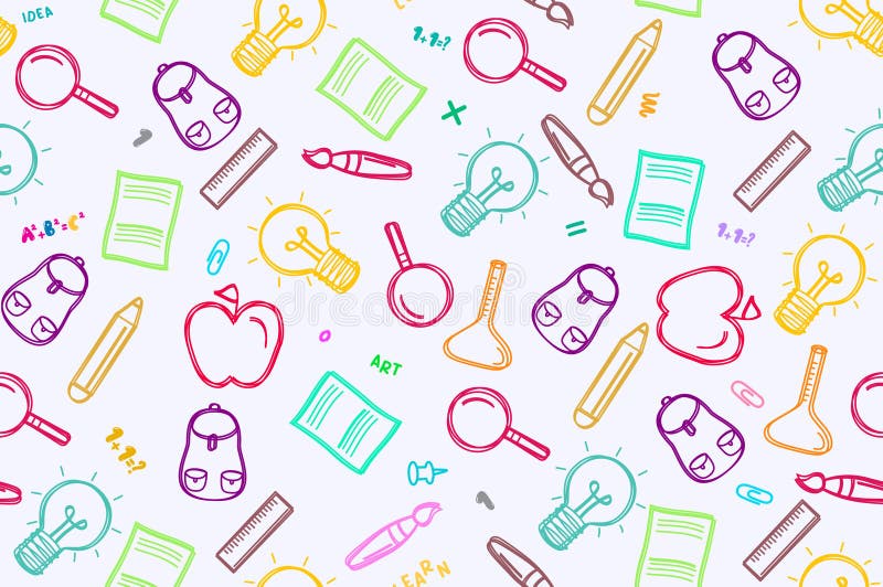 Art School Seamless Vector Design. Back To School Educational Tools for ...