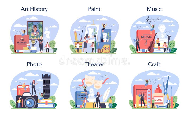 Art School Subject or Educational Class Set. Student Studying Art ...