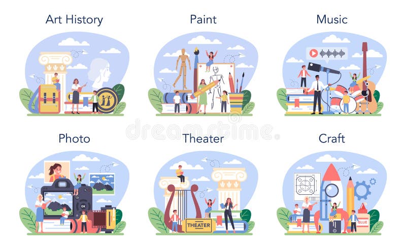 Art School Subject or Educational Class Set. Student Studying Art ...