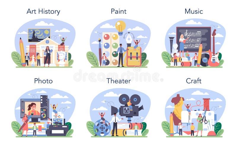 Art School Subject or Educational Class Set. Student Studying Art ...