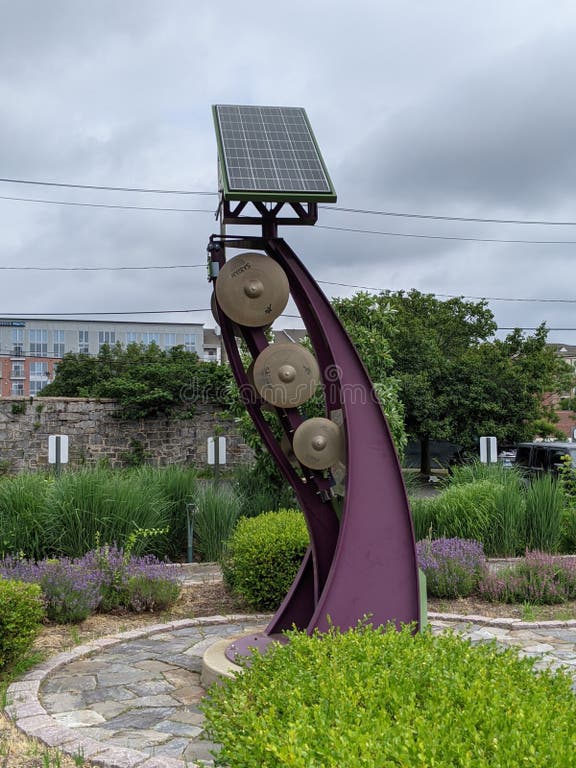 Art sculpture solar panel stock image. Image of lighting - 222564109