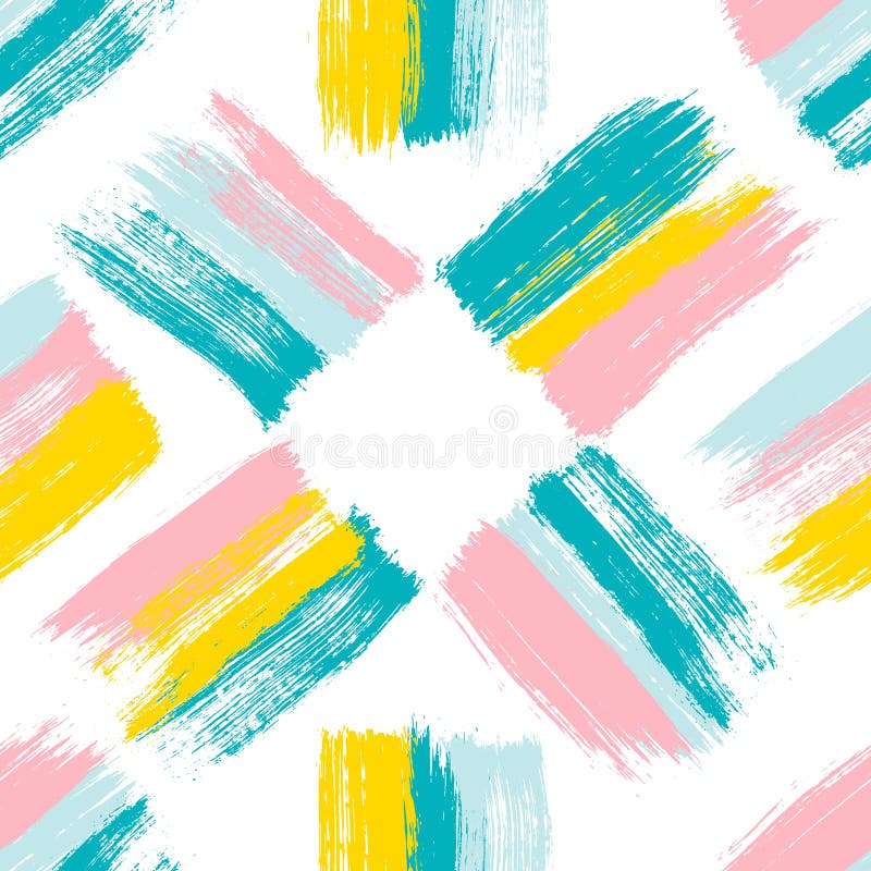 Art Seamless Pattern with Brush Paint Stroke in Pastel Colors. Vector ...