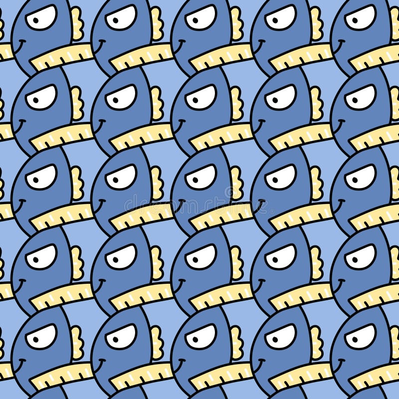 Seamless Pattern of Cute Fish Cartoon Stock Illustration - Illustration ...