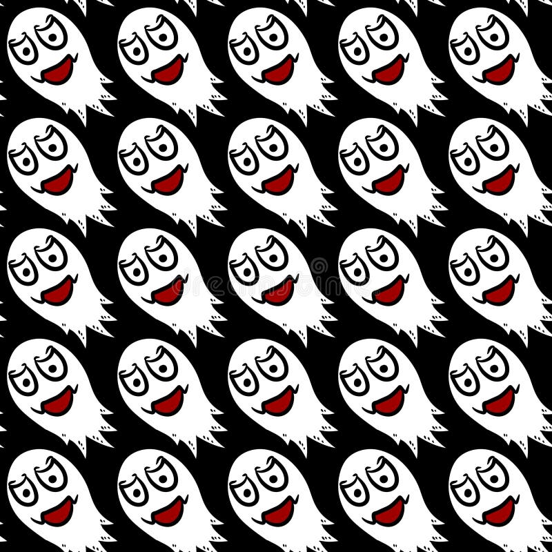 Seamless Pattern of Cute Ghost Cartoon Stock Illustration ...