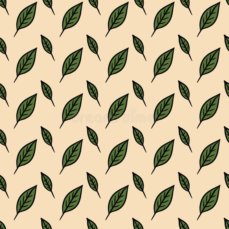 Seamless Pattern of Leaf Cartoon Stock Illustration - Illustration of ...