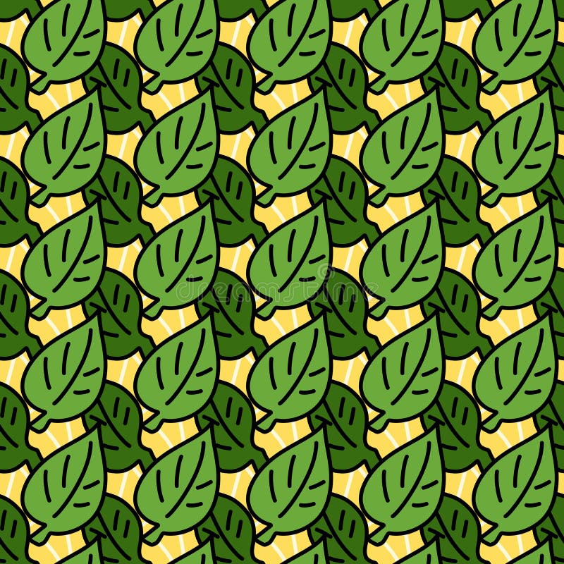 Seamless Pattern of Leaf Cartoon Stock Illustration - Illustration of ...