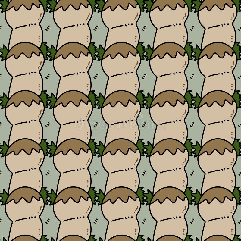 Seamless Pattern of Mushroom Cartoon Stock Illustration - Illustration ...