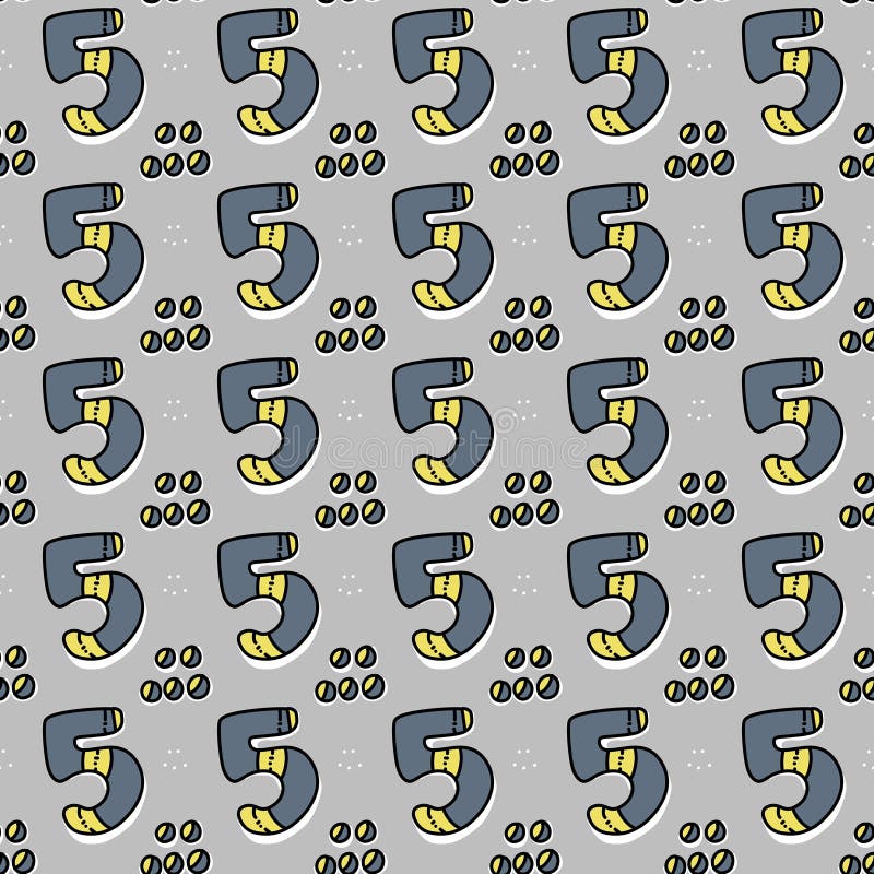 Seamless Pattern of Number Five Stock Illustration - Illustration of ...