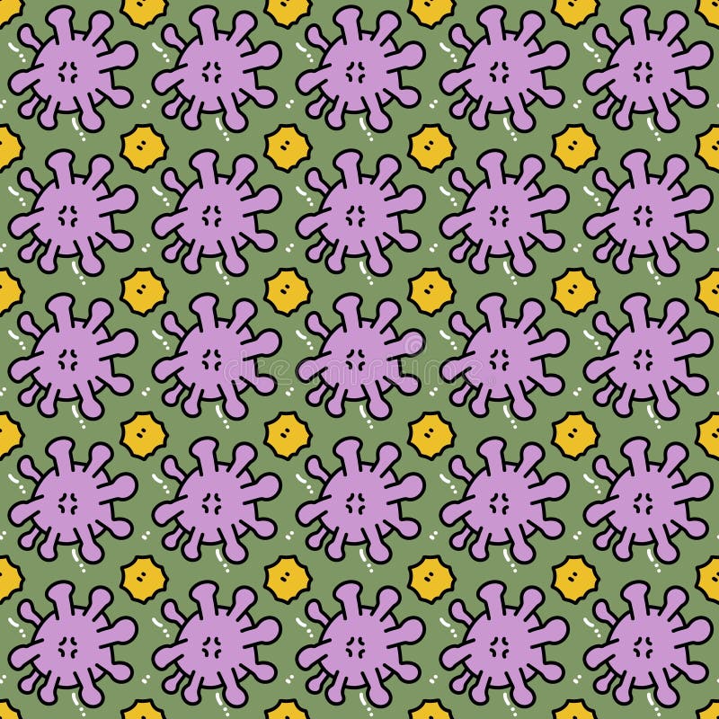 Seamless Pattern of Virus Cartoon Stock Illustration - Illustration of ...