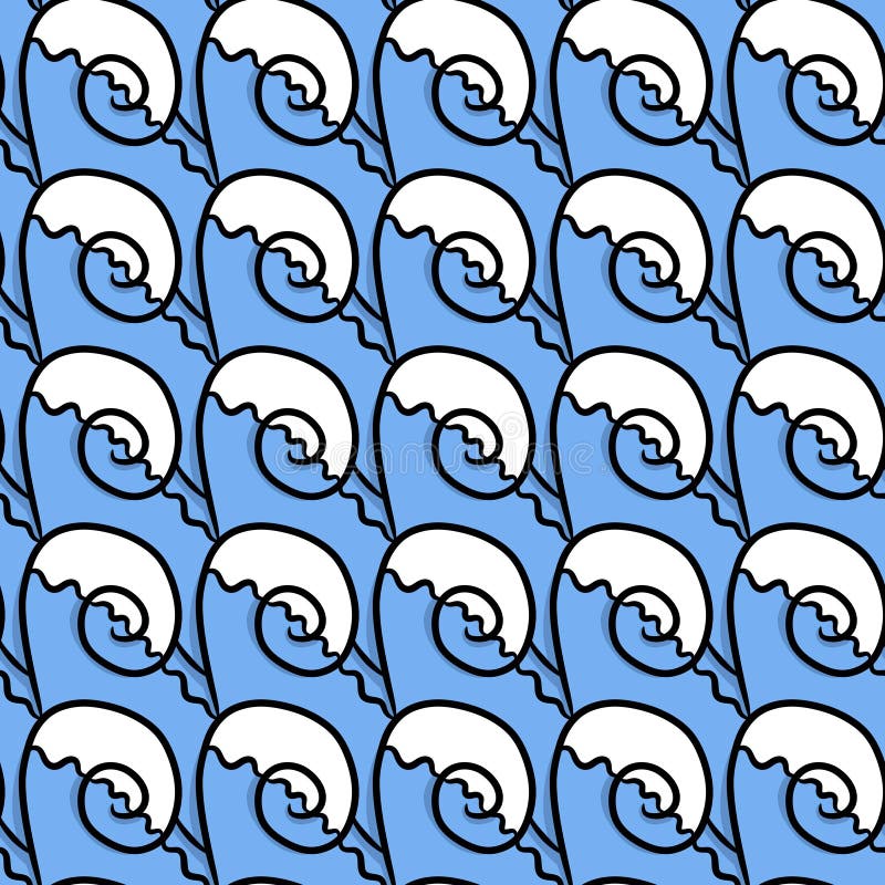 Seamless Pattern of Wave Cartoon Stock Illustration - Illustration of ...