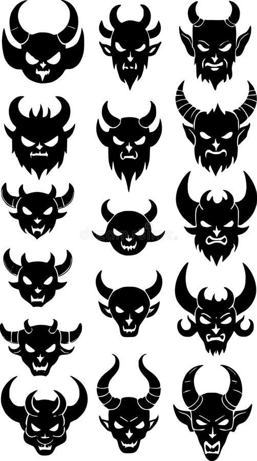 Set of horns and skulls stock illustration. Illustration of cartoon ...