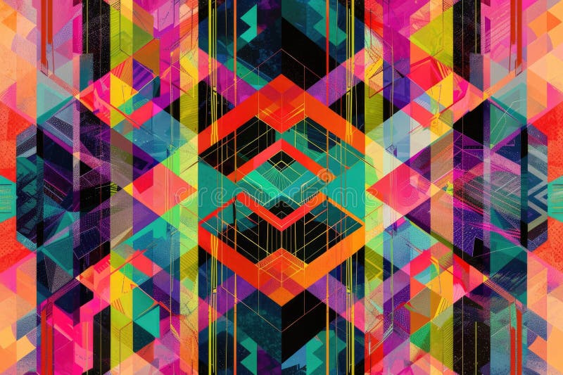 The Art Showcases Colorful Abstract Geometric Patterns with Vibrant and ...