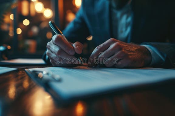 The Art of Signing Contracts Close Up. AI Generative Stock Illustration ...