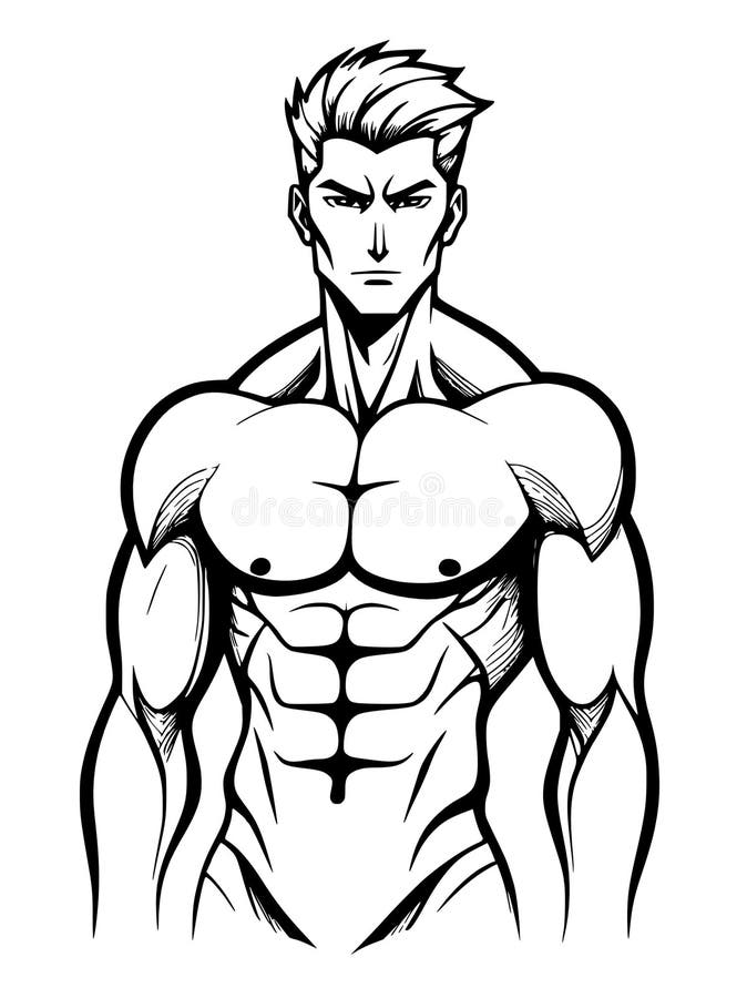Sketch of a Muscular Man. Illustration Stock Illustration ...
