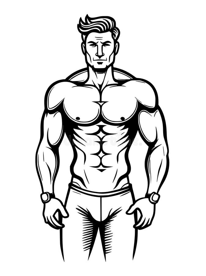 Sketch of a Muscular Man. Illustration Stock Illustration ...