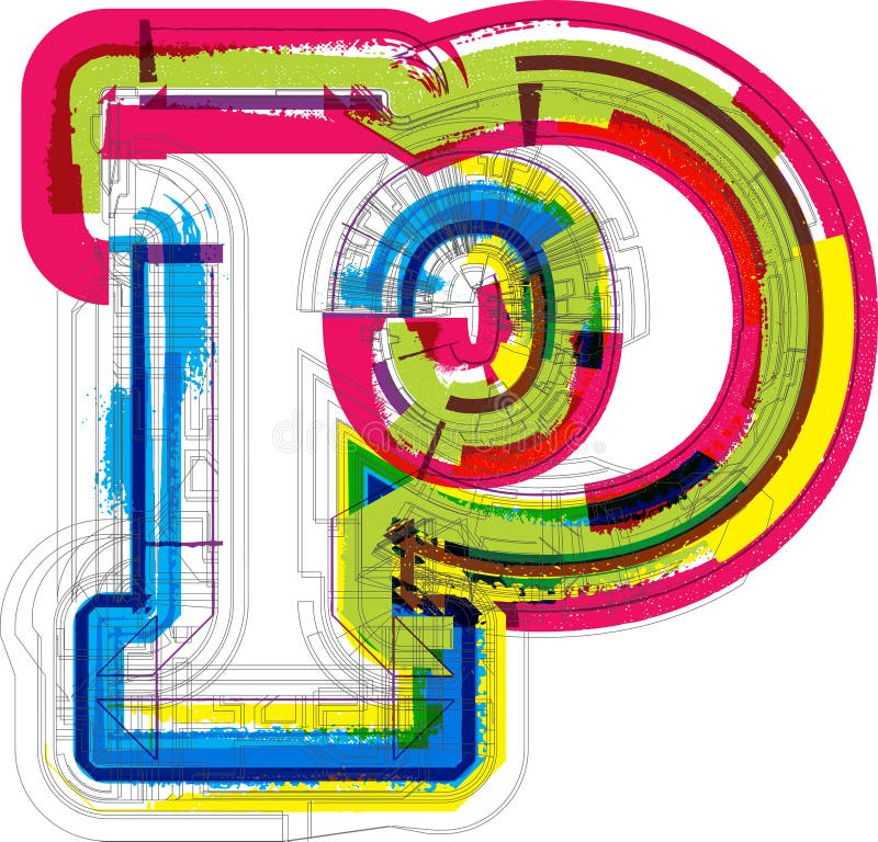 Art Sketched Fonts, Lowercase Symbols, Letter P Stock Vector ...