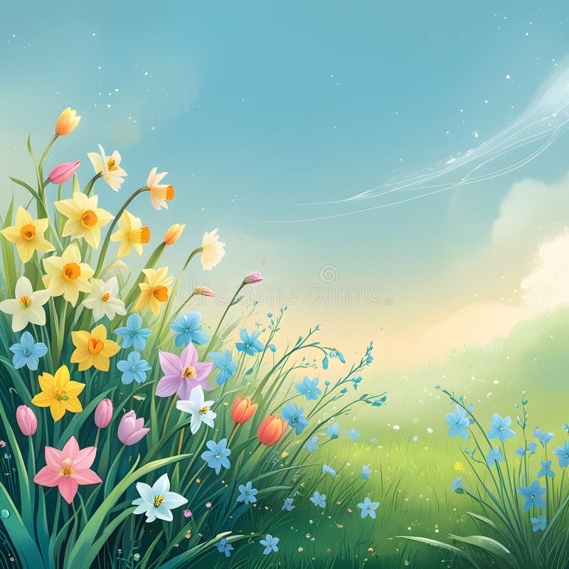 Art Spring Flowering Meadows Stock Photo - Image of chamomile ...