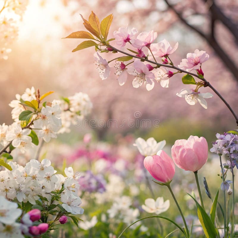 Art Spring Flowers Background Stock Illustration - Illustration of ...