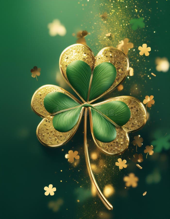 Art of St. Patrick S Day Shamrock Leaf Falling with Gold Glitters Stock ...