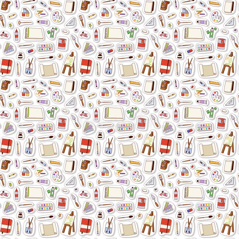 Art Stickers Seamless Pattern Vector Stock Vector - Illustration of ...