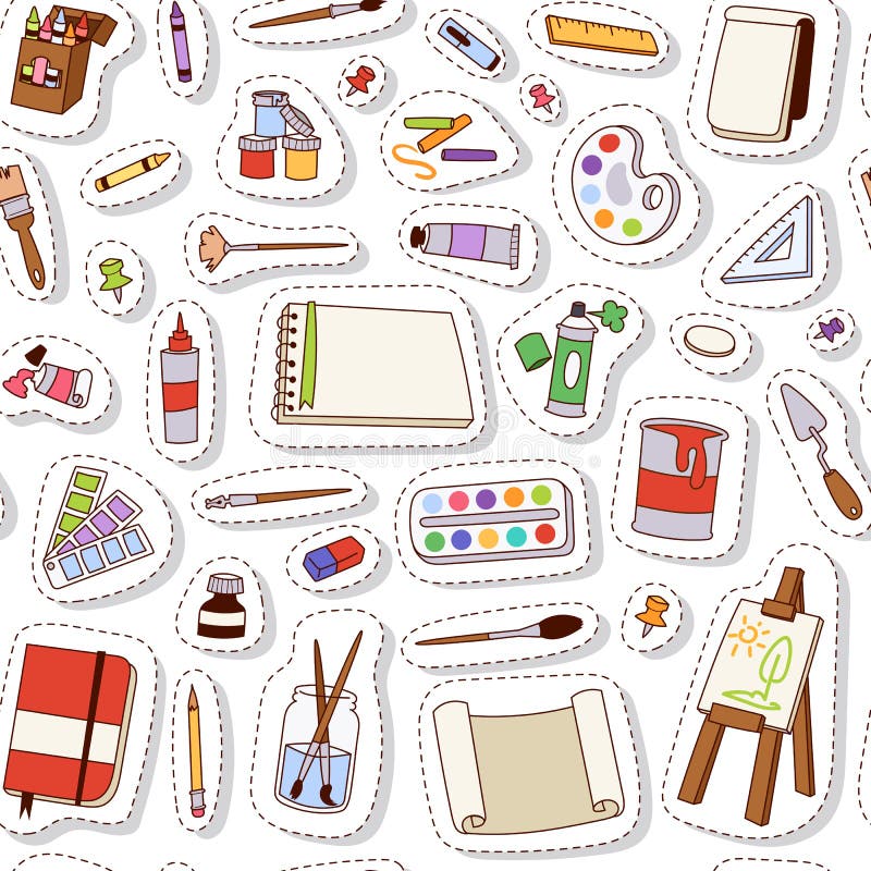 Art Stickers Seamless Pattern Vector Stock Vector - Illustration of ...