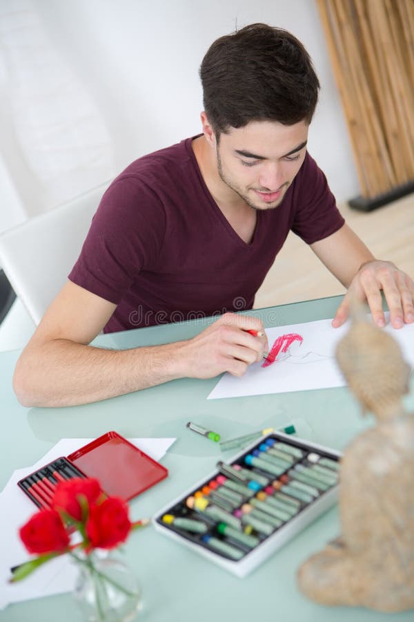 Art Student Learning To Draw at Home Stock Image - Image of ...