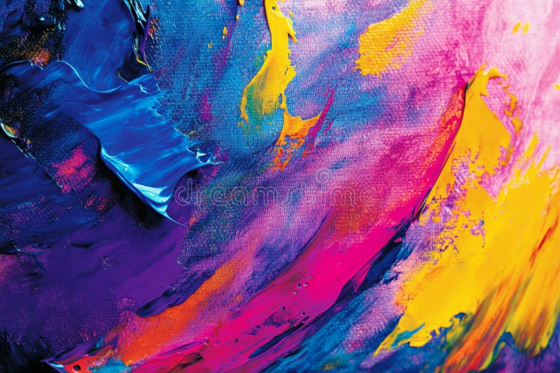 An Art Student Passionately Paints on a Canvas, Using Vibrant Colors To ...