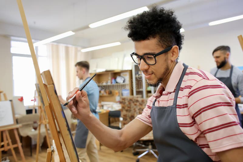Art Students Painting in Workshop Stock Photo - Image of artistic ...