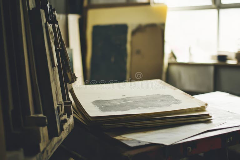 Art Studio with Aged Paper and Tools Showing the Creative Process of ...